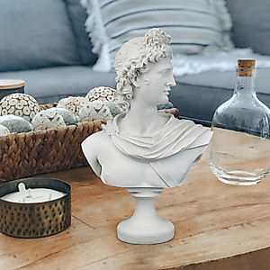 Design Toscano Apollo Belvedere Bust Statue, Single, White Twin