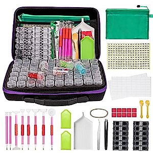 HOHOTIME 60 Slots Diamond Painting Storage Containers,142pcs 5D Diamond Painting Accessories Kit for Diamond Art Craft Jewelry Beads Organizer,Diamond Art Storage for DIY Art Craft