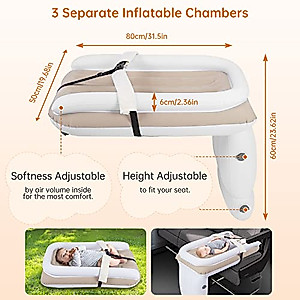PAHTTO Inflatable Airplane Bed for Kids, Portable Toddlers Airplane Blow Up Bed for Travel, Baby Airplane Mattress with Hand Pump, Toddler Airplane Travel Essentials