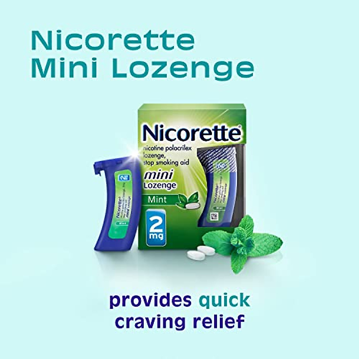 Nicorette 2 mg Mini Nicotine Lozenges to Help Quit Smoking with Behavioral Support Program, Mint Flavored, 81 Count (2 Pack)