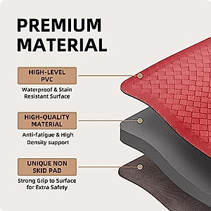 KOKHUB Kitchen Mat,1/2 Inch Thick Cushioned Anti Fatigue Waterproof Kitchen Rug, Comfort Standing Desk Mat, Kitchen Floor Mat Non-Skid & Washable for Home, Office, Sink,17.3"x28"- Red