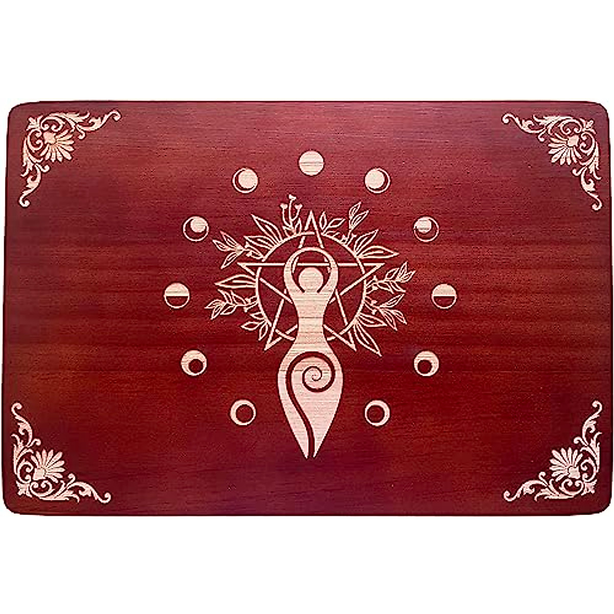 Altar Table, Meditation Table, Small Altar Table, Wooden Witch Altar, Wiccan Alter Table, Buddhist Shrine, Engraved Spiral Goddess on Table Top, 12 × 8 inches