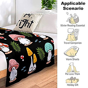 Mushroom Blanket Cute Leaf Plant Throw Blankets Decor Warm Cozy Bedding Sofa Couch Bed Stuff Living Room for Toddler Kids Boys Girls Women Gifts 50"x40"