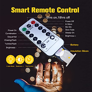 DAYBETTER 100Ft 300LED Fairy Lights Plug in, Waterproof USB String Lights Outdoor, 8 Modes with Remote, Copper Wire Twinkle Lights for Bedroom Patio Christmas Decorations (Warm White)（2-Pack 50FT