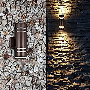 rosykite Outdoor Wall Lights Exterior, Modern Outside Sconce Wall Lighting, Exterior Light Fixture Wall Mount Oil Bronze Cylinder, Up Down Outdoor Lights for Garage, House, Porch