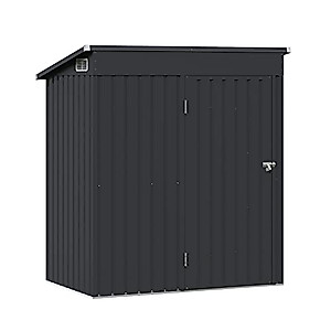 OC Orange-Casual 5 x 3 FT Storage Shed, Outdoor Galvanized Steel Shed, Outside Garden Tool Storage House with Lockable Door for Patio, Backyard, Lawn Mower, Black
