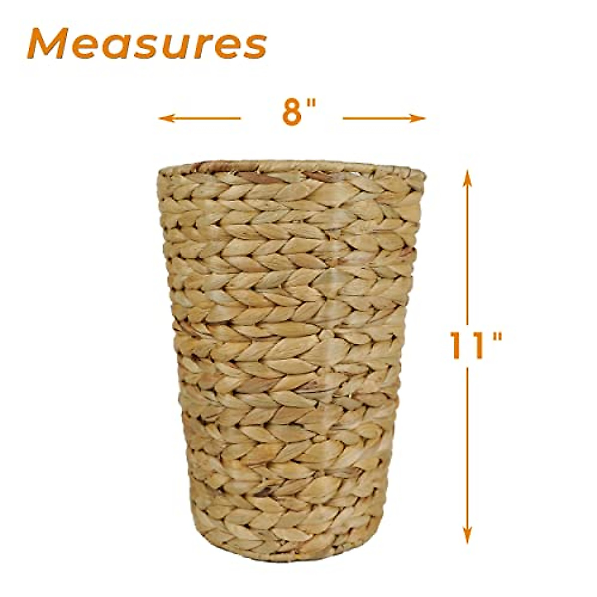 MANTEIV Waste Basket Woven - Water Hyacinth Storage Rustic Boho Decor Basket - Home Office Paper Wastebasket Garbage Container Bin for Living Room Bedroom Bathroom Kitchen Set
