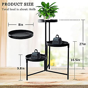 XrFc Plant Stand Indoor Outdoor 3 Tier Tall Metal Potted Multiple Flower Pot Holder Shelf Rustproof Iron Round Supports Planter Plant Rack for Corner Garden Balcony Patio