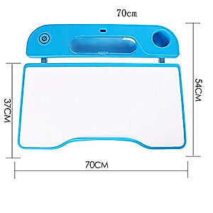 YokIma Household Laptop Table Children's Desk Chair Set Height Adjustable Kids Student School Study Table Work Station with Storage Pink Blue Drop-Leaf Table (Blue 70cm)