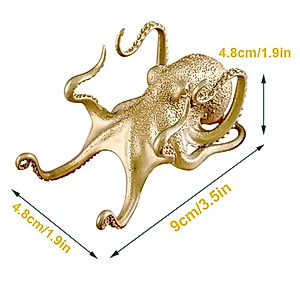 ZWIFEJIANQ Cell Phone Stand, 2 Pack Octopus Phone Stand Modern Brass Octopus Cell Phone & Signature Pen Holder, Universal Cellphone Stand Metal Octopus Shaped Tabletop Decorative Phone Bracket
