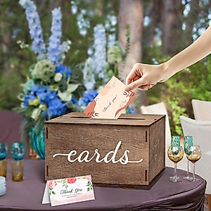 JackMa Easy DIY Assembling Rustic Wooden Card Box for Wedding Gifts & Greeting Cards, Bridal Shower, Baby shower Graduation Party, Gift Card Holder with Lid and Slot