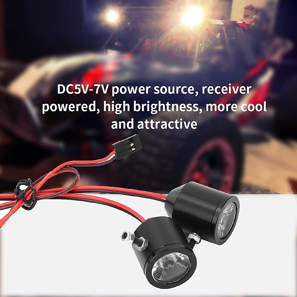 RC LED Light Kit, RC Spotlights 3W Headlight Front Light Searchlights Spare Part LED Light Headlights Replacement Accessory for RC Crawler Car Kids Toy Vehicle(Black)
