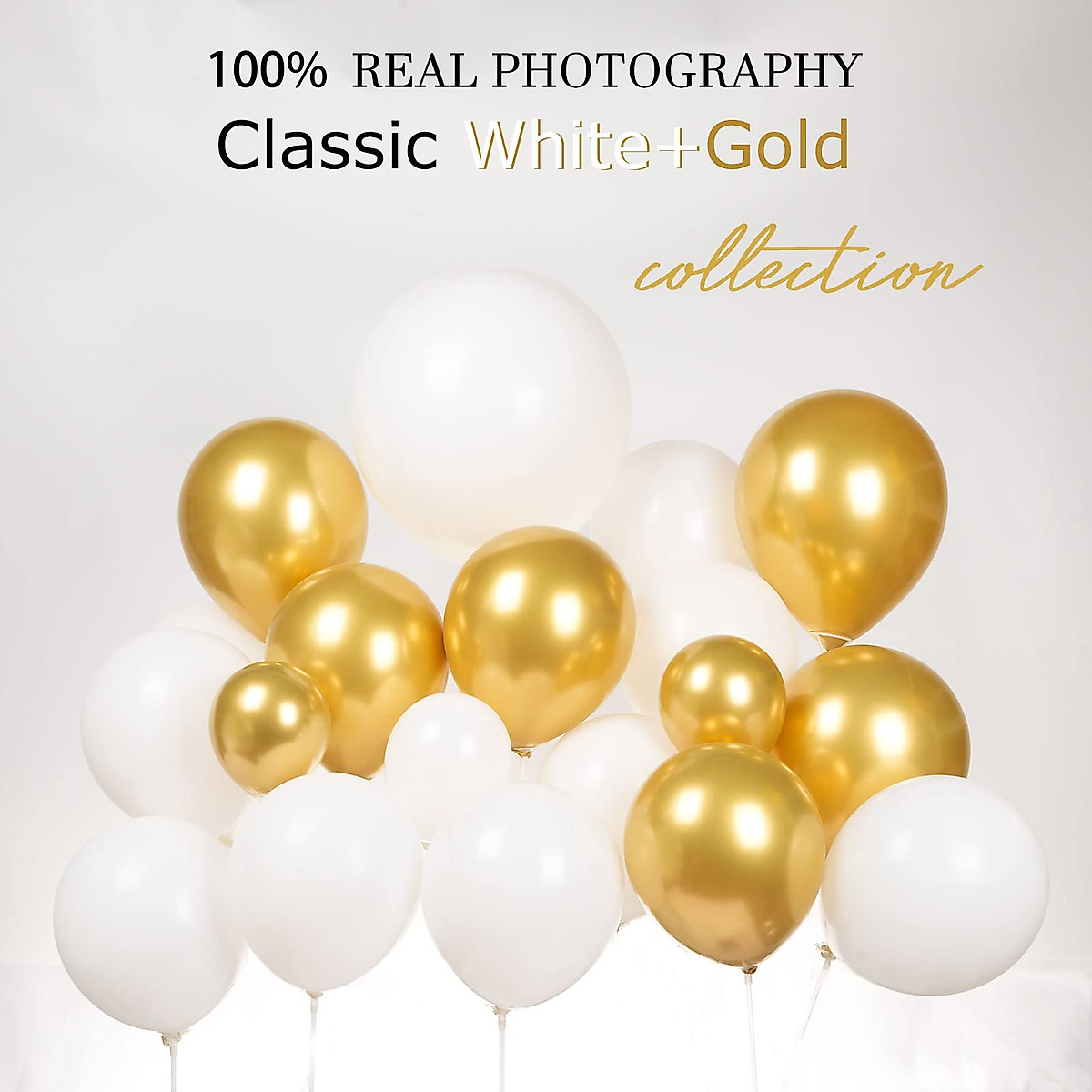 White and Gold Balloon garland kit 145Pcs Chrome Gold and matte white Bobo starburst balloon arch for Bride to be Birthday Party Baby shower Decorations