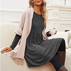 Albe Rita Fall Clothes for Women 2023 Winter Clothes Long Sleeve Dresses Dress Sweater Dress Fall Dresses Maternity Dress with Pockets,Dark Grey,S