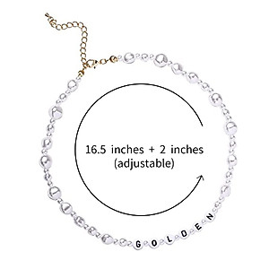 Harry Golden Beaded Choker Necklace for Women Adjustable Irregular Pearl Choker for Summer Beach Y2k Trendy Jewelry Gifts