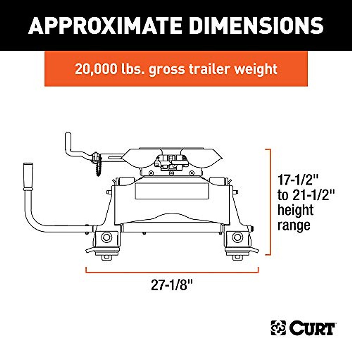 CURT 16536 Q20 5th Wheel Slider Hitch for Short Bed Trucks, 20,000 lbs
