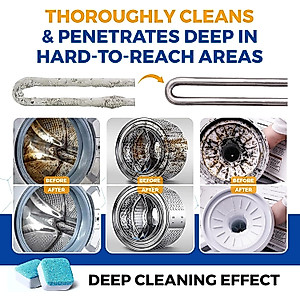 BLANDELLA Washing Machine Cleaner, Washing Machine Cleaning Tablets for Front Load and Top Load Washers, and Stain Remover for Laundry Tub 12-Month Supply