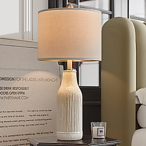 USumkky 23.75 inches Modern Ceramic Table Lamp Set of 2 for Living Room, Farmhouse Bedside Nightstand Lamp for Bedroom Home Office Dorm