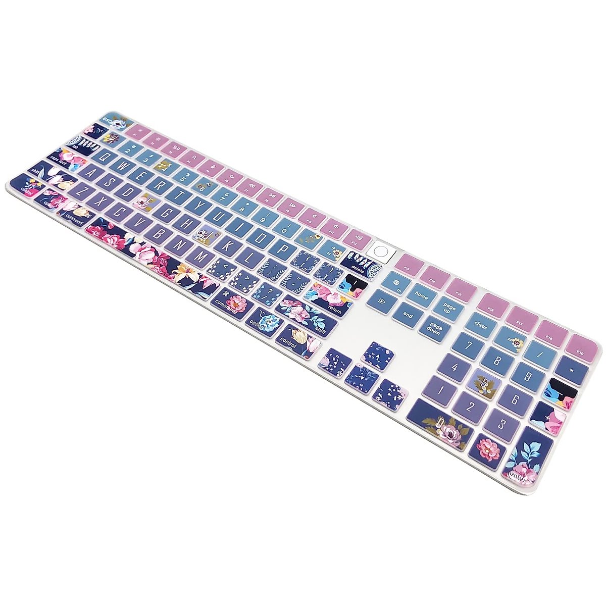 Sanfulin Keyboard Cover Skin for 2021 New Apple iMac Magic Keyboard (Model: A2520) with Numeric Keypad and Touch ID, Cute Printing Silicone Keyboard Protector, Red Flower
