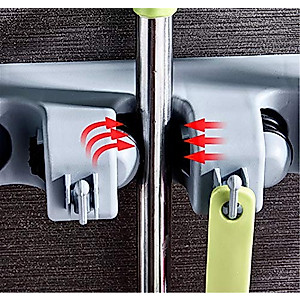 KK5 Broom Holder Rack & Garden Tool Organizer Rake or Mop Handles, Wall Mounted Commercial Organizer Saving Space Storage Rack for Kitchen Garden and Garage