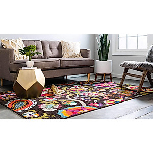 Unique Loom Estrella Collection Contemporary, Bohemian, Floral, Abstract, Paisley Area Rug, 7' 1" x 10' 0", Brown/Beige