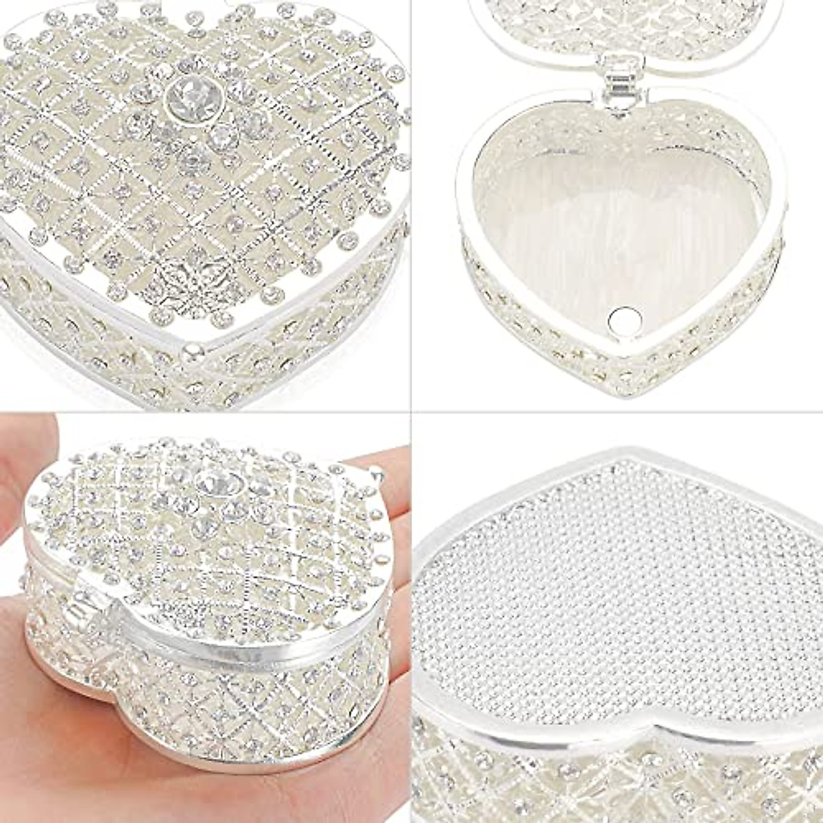 ELLDOO Heart Shape Jewelry Box Wedding Box Keepsake Box Ring Earring Small Trinket Storage Organizer Box for Girls Women Wedding Brithday Gift