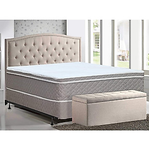 Mattress Comfort Medium Plush Eurotop Pillowtop Innerspring Mattress and 4" Low Profile Wood Boxspring/Foundation Set, with Frame, Full XL, Size