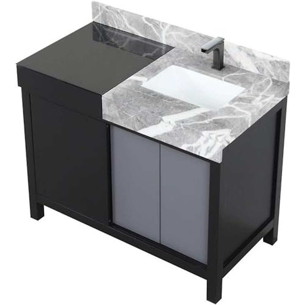 Lexora Home Zilara 42" Single Marble Top Bathroom Vanity with Gun Metal Faucet