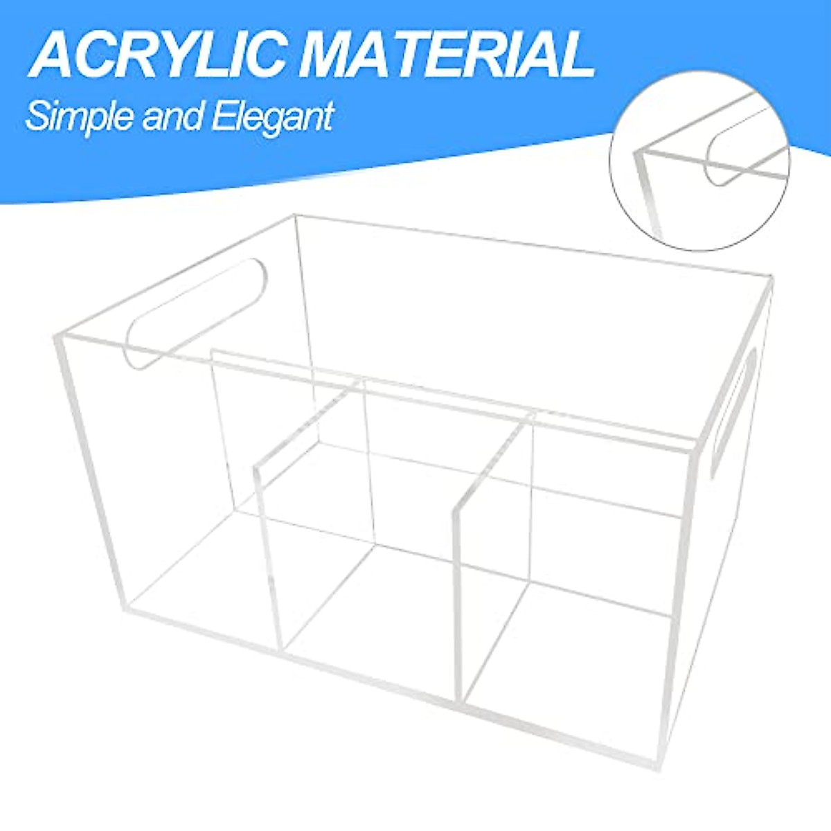 ChengFu Acrylic Utensil Caddy, RV Utensil Caddy, Silverware, Napkin Holder, and Condiment Organizer, 4 Compartments, Organizes Forks, Knives, Spoons, Plates & more, Ideal for Kitchen, Dining, Picnics