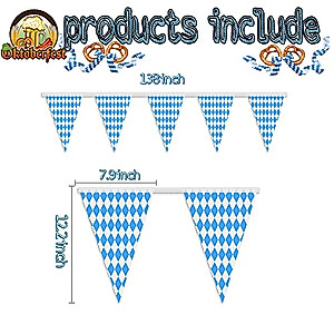 Oktoberfest Decorations Kit Octoberfest Party Supplies for Oktoberfest Decor Oktoberfest German Party Decorations, Includes 3Pcs Oktoberfest Bavarian Tablecloth Oktoberfest Bavarian Pennant Banner