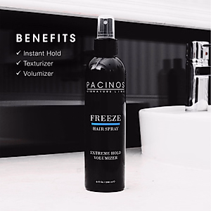 Pacinos Freeze Hair Spray - Extra Hold texture spray for All Hair Type - Professional Hair Setting & Finishing Spray for Maximum Volume