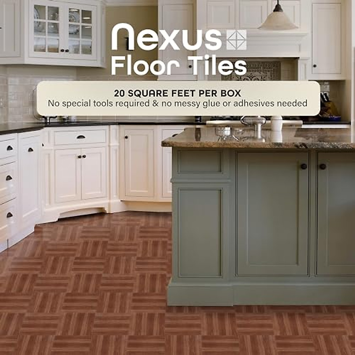 Nexus 12-Inch Vinyl Floor Tiles, 20 Tiles, Wood Oak Plank, Self Adhesive, Peel & Stick - For Kitchen, Bathroom, Bedroom Floors by Achim Home Decor