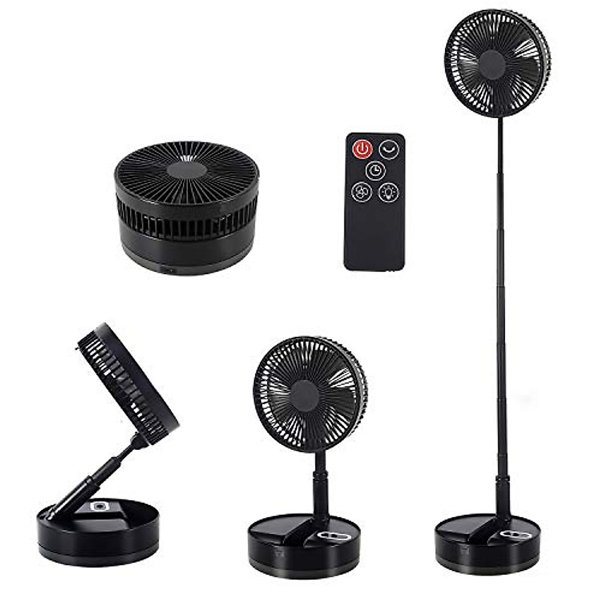 Upgraded Oscillating Fan Height Adjustable Folding and Portable Fan Rechargeable Battery Operated Fan with 4 Speeds Strong Wind for Home Office Travel, Camping, Battery Powered Fan 10800mAh(8.5-33.5h)