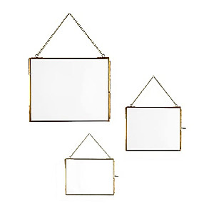 Main + Mesa Brass Framed Hanging Photo Frames, Set of 3