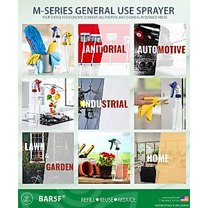 Bar5F Empty Plastic Spray Bottles 16 oz, BPA-Free Food Grade, Crystal Clear PETE1, Red/White M-Series Fully Adjustable Sprayer (Pack of 2)