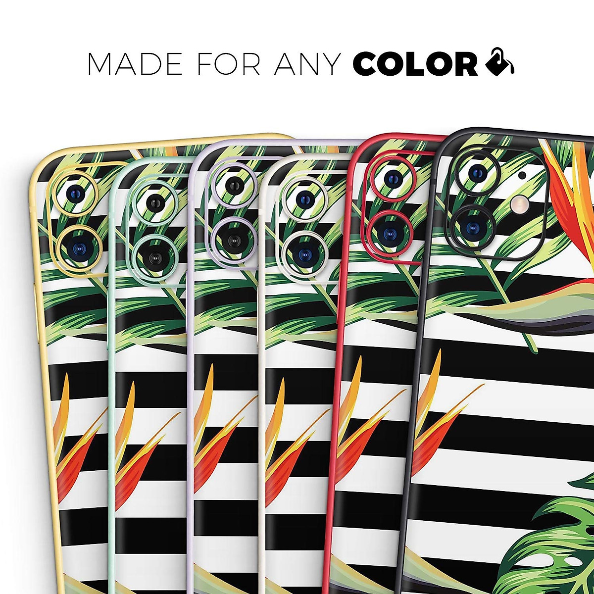 Design Skinz Vivid Tropical Stripe Floral v1 - DesignSkinz Protective Vinyl Decal Wrap Skin Cover Compatible with The Apple iPhone 7 (Full-Body, Screen Trim & Back Glass Skin)