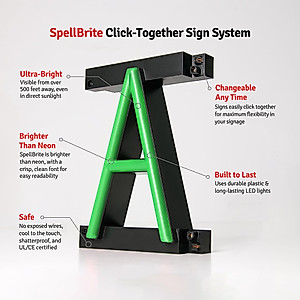 SpellBrite HOME Sign | Home & Wall Decor-Related Signs with Neon Look, Green LED Light | 17.7" x 6.3"