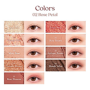 dasique Shadow Palette #02 Rose Petal 7g I 9 Blendable Shades in Smooth Matte and Shimmer Finishes with Gorgeous Pearls | Eye Makeup Palette | Cruelty Free | K-beauty