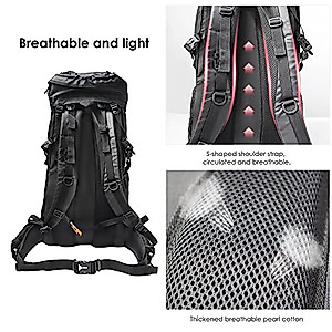WintMing 75L Hiking Backpack with Rain Cover Waterproof Camping Backpack Shoes Warehouse for Men Women, Frameless (black)