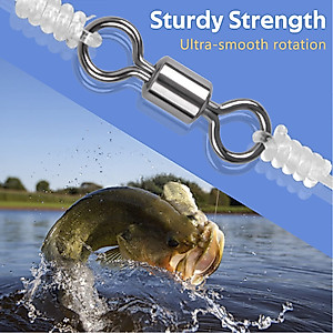 JSHANMEI Barrel Swivels Fishing Swivels Saltwater Fishing Tackle Rolling Bearing Snap Connector for Saltwater Freshwater Fishing Black Nickel 31Lb to 330Lb(10#-50PCS)