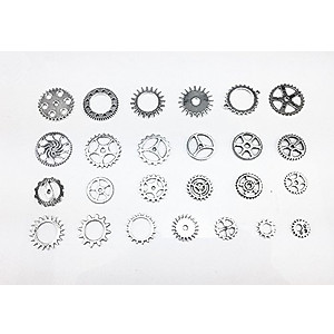 Yueton 100 Gram (Approx 70pcs) Antique Steampunk Gears Charms Clock Watch Wheel Gear for Crafting (Silver)