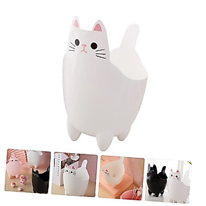 ABOOFAN Cat Shaped Trash Can Desktop Garbage Can Tiny Trash Cartoon Trash Can Cat Trash Storage Can Desk Bin Car Garbage Can Desk Trash Can Mini Storage Bucket White Pen Holder Office Pp