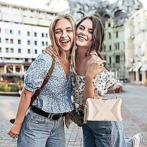 Tanpell Women's Evening Clutch Bags Silk Satin Party Handbags Bridal Wedding Purses with Tassel Pendant Light Apricot