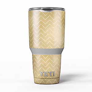 Design Skinz The Golden Surface with White Chevron - Skin Decal Vinyl Wrap Kit Compatible with The Yeti Rambler Cooler Tumbler Cups