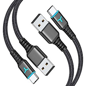 6amLifestyle 2 Pack 10FT PS5 Controller Charger Charging Cable with LED Indicator, Nylon Braided Fast Charging Data Sync USB Type C Cord for Xbox Series X/Series S Switch Controller