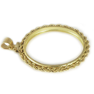 1/20 14k Gold Filled 20 Franc Rope Edge Bezel Frame Mount Pendant 20.96mm x 1.40mm