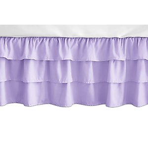 Sweet Jojo Designs Solid Lavender Girl Ruffled Tiered Baby Crib Bed Skirt Dust Ruffle for Pink and Purple Butterfly Collection