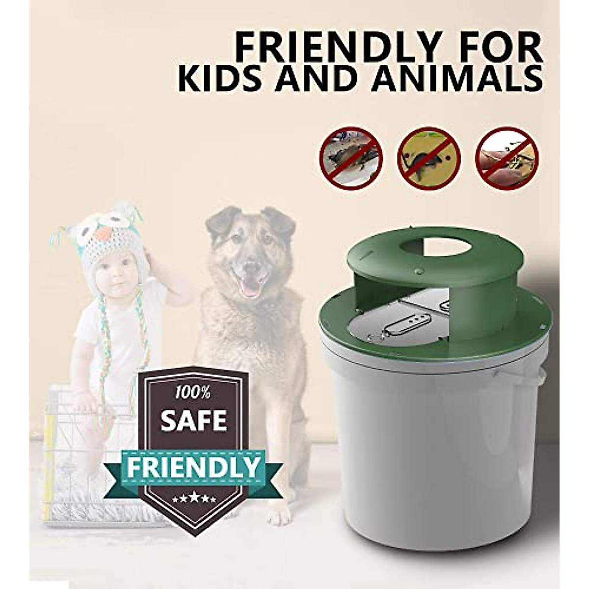 [Upgrate] Mouse Trap Bucket by CRILEAL, Rat Trap with Auto Reset Door Style, Bucket Lid Mouse Trap, Reusable Live Mouse Trap Fit 5Gallon Bucket, Mice Trap for Garden/Indoor& Outdoor,Green