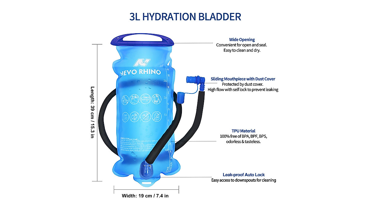 N NEVO RHINO 3L Leak Proof Hydration Bladder