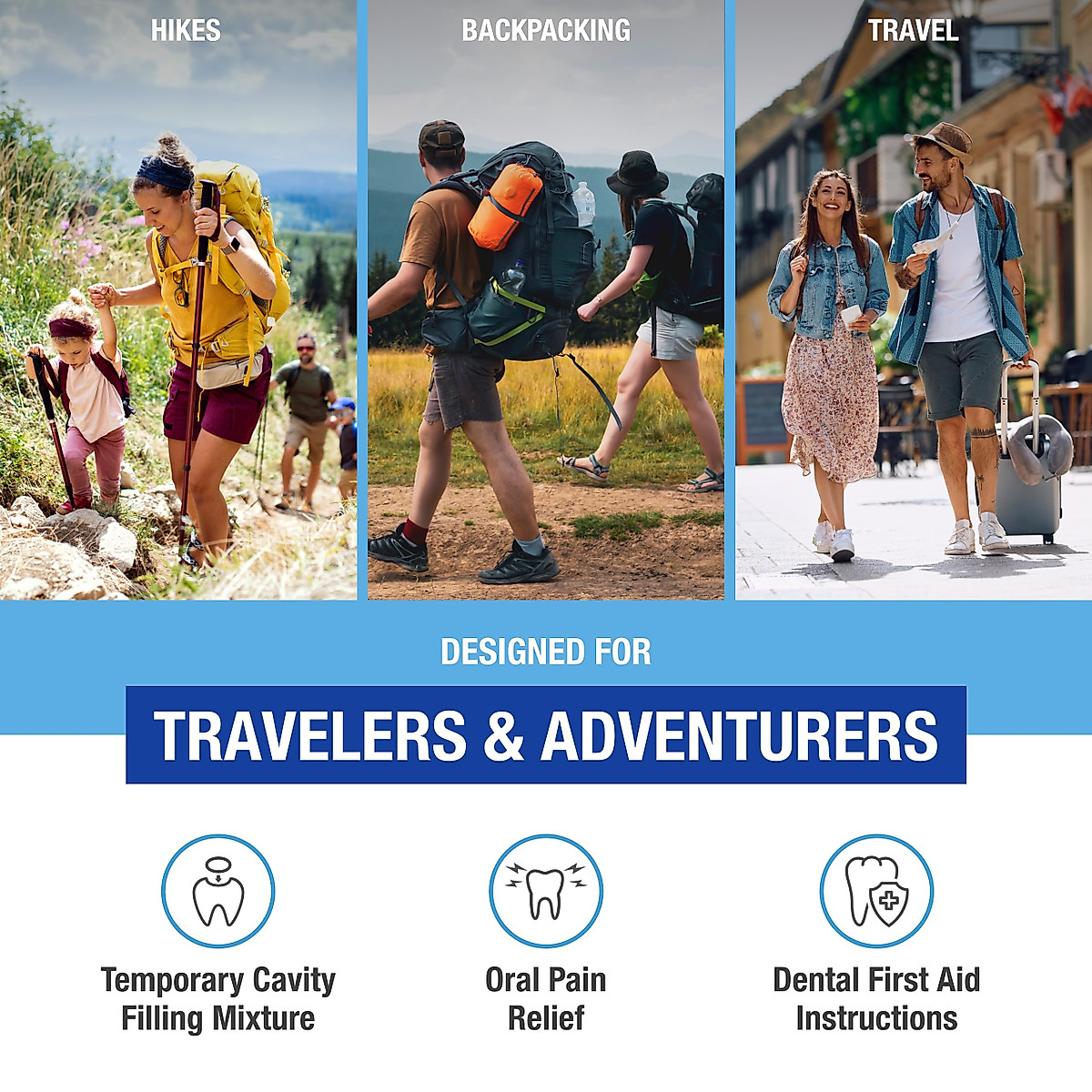 Adventure Medical Kits Dental Medic Kit - Travel Dental Kit for Emergency Tooth Care - Includes Orasol Gel, Tural Tea, Temporary Cavity Filling & More